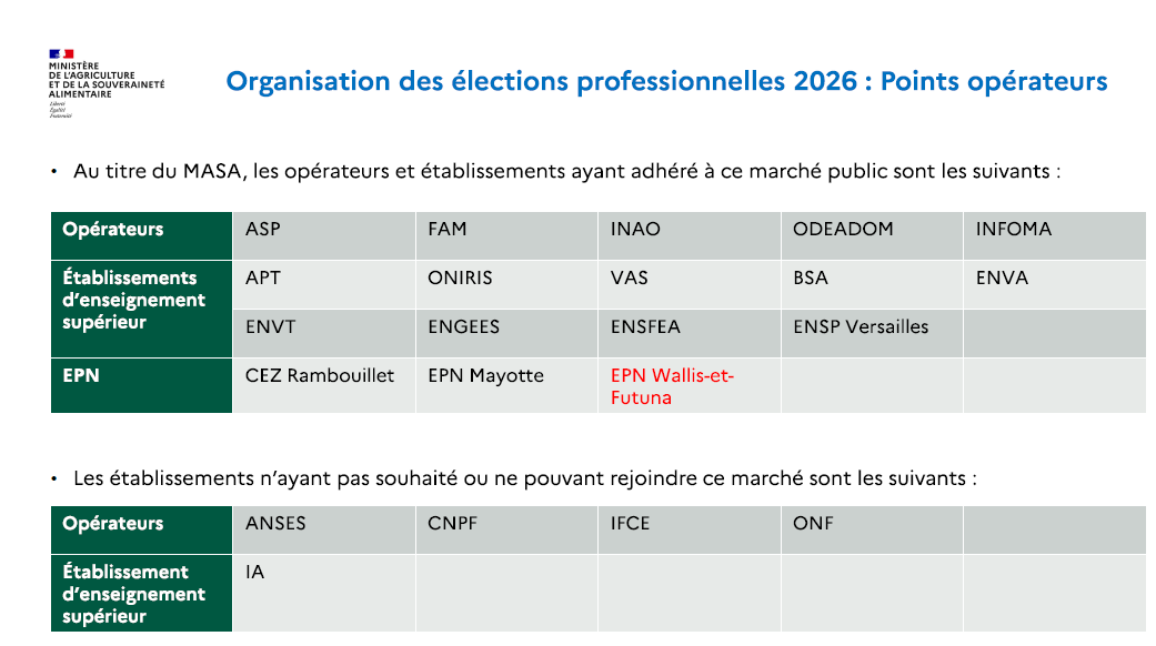 Elections professionnelles 2026 : la représentation au MASA ...