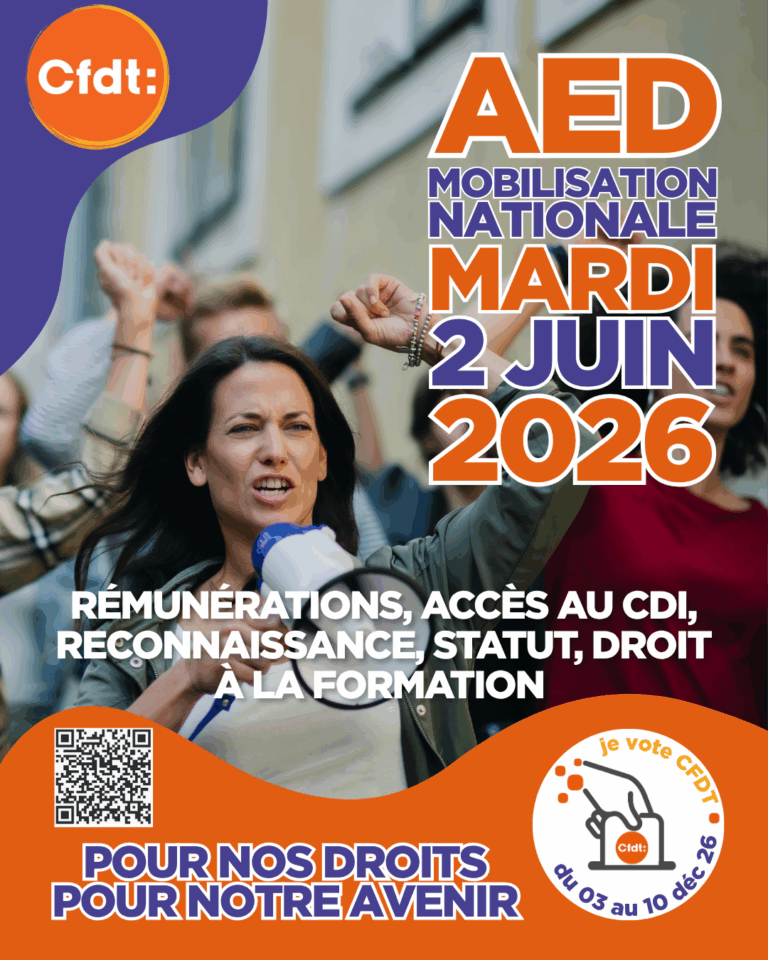 AED : appel à la mobilisation le 2 juin 2026 - Fédération CFDT ...