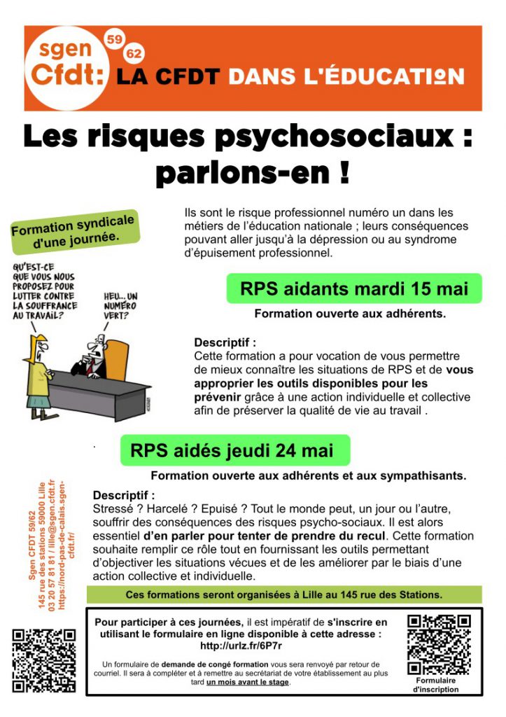 Les risques psychosociaux : parlons-en ! - SGEN-CFDT Nord-Pas-de-Calais