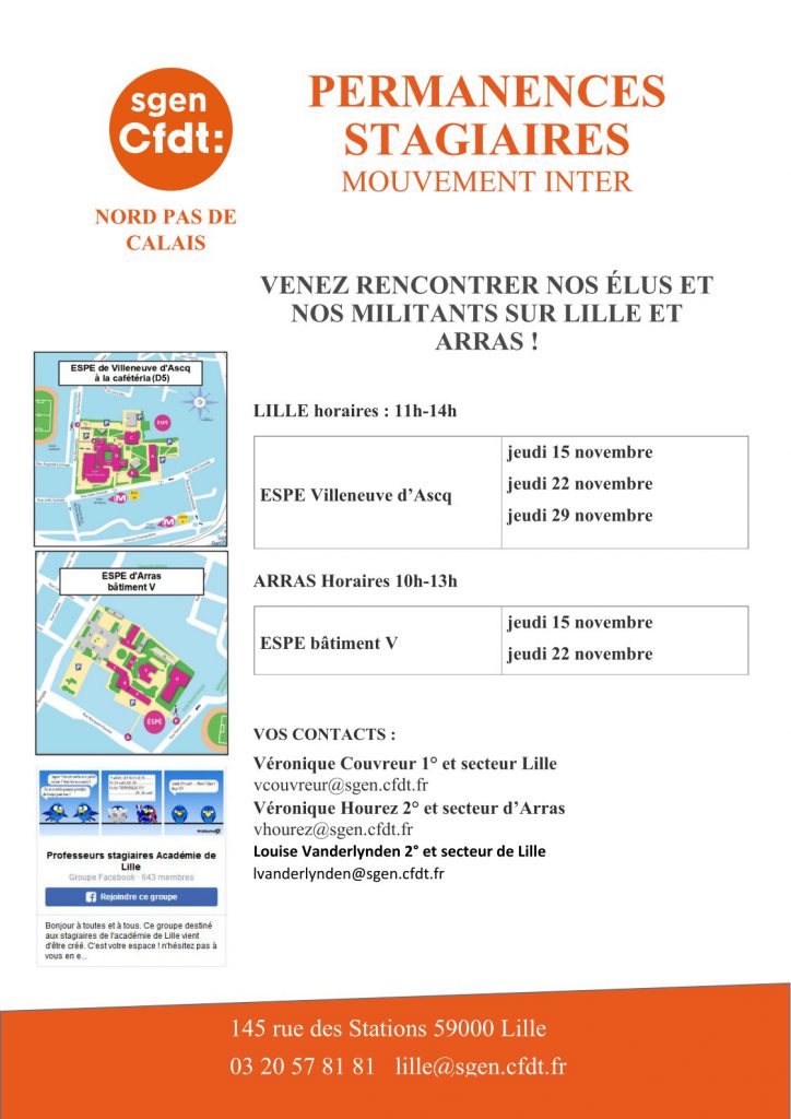 affiche permanence inter - SGEN-CFDT Nord-Pas-de-Calais
