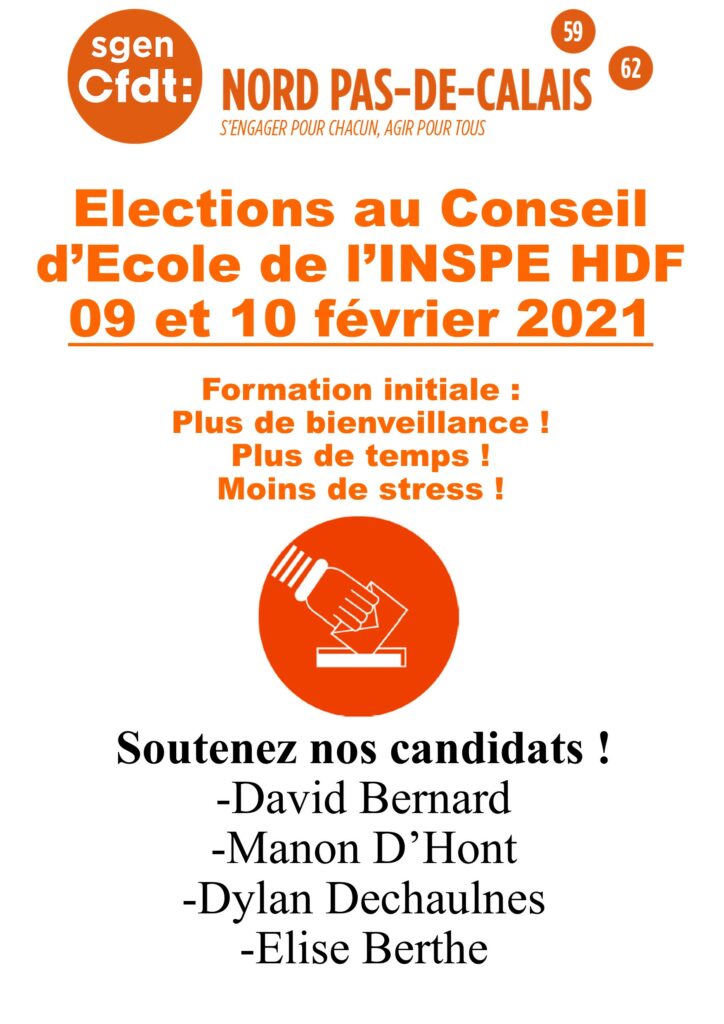 affiche élections inspe fev 2021 - SGEN-CFDT Nord-Pas-de-Calais