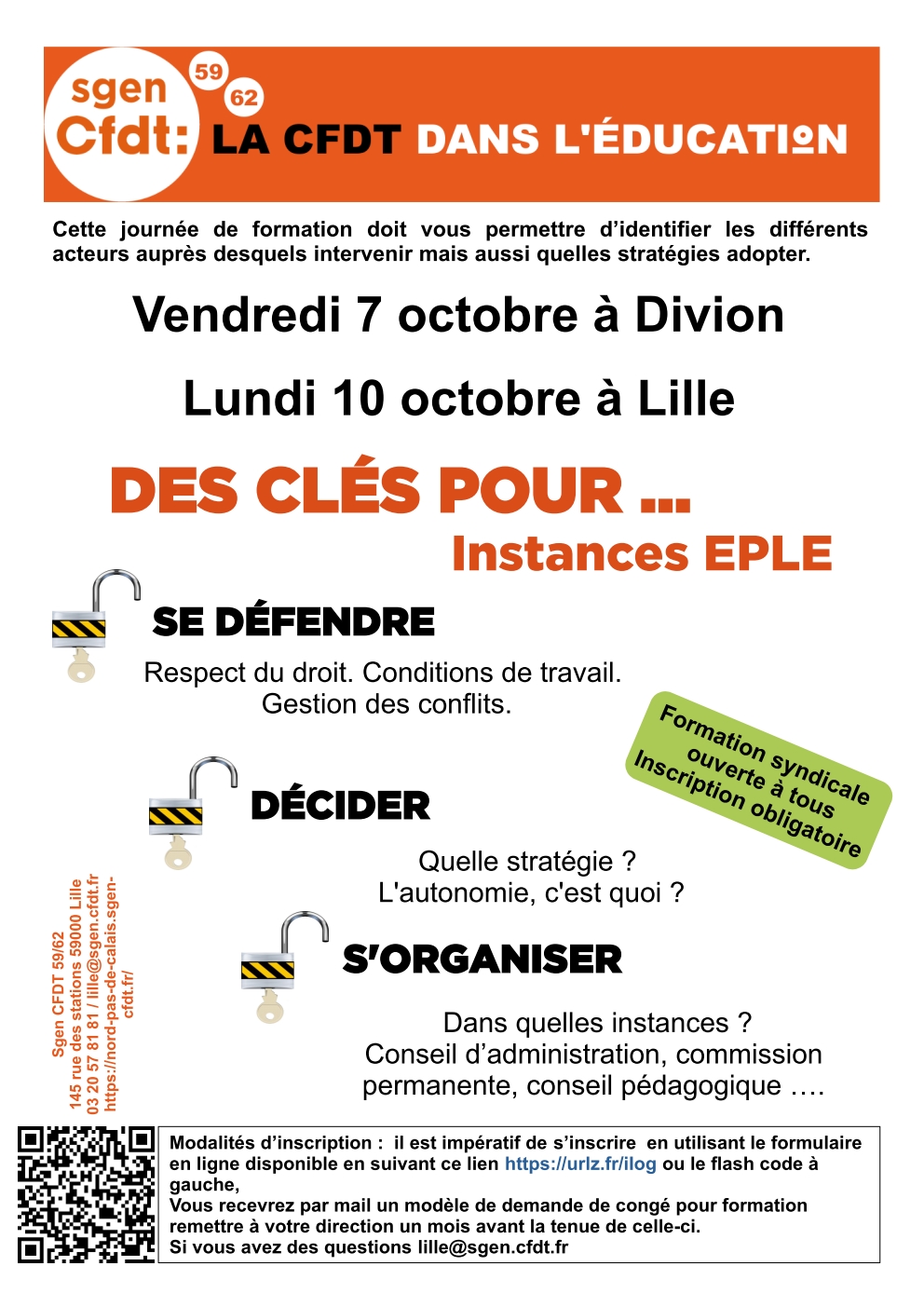 Formation des clés pour ... Instances EPLE - SGEN-CFDT Nord-Pas-de-Calais