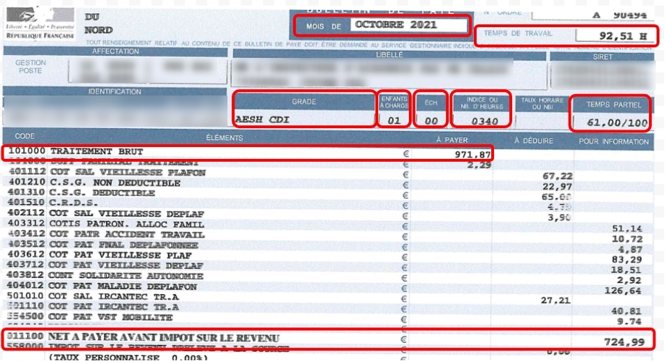 fiche paye AESH - SGEN-CFDT Nord-Pas-de-Calais