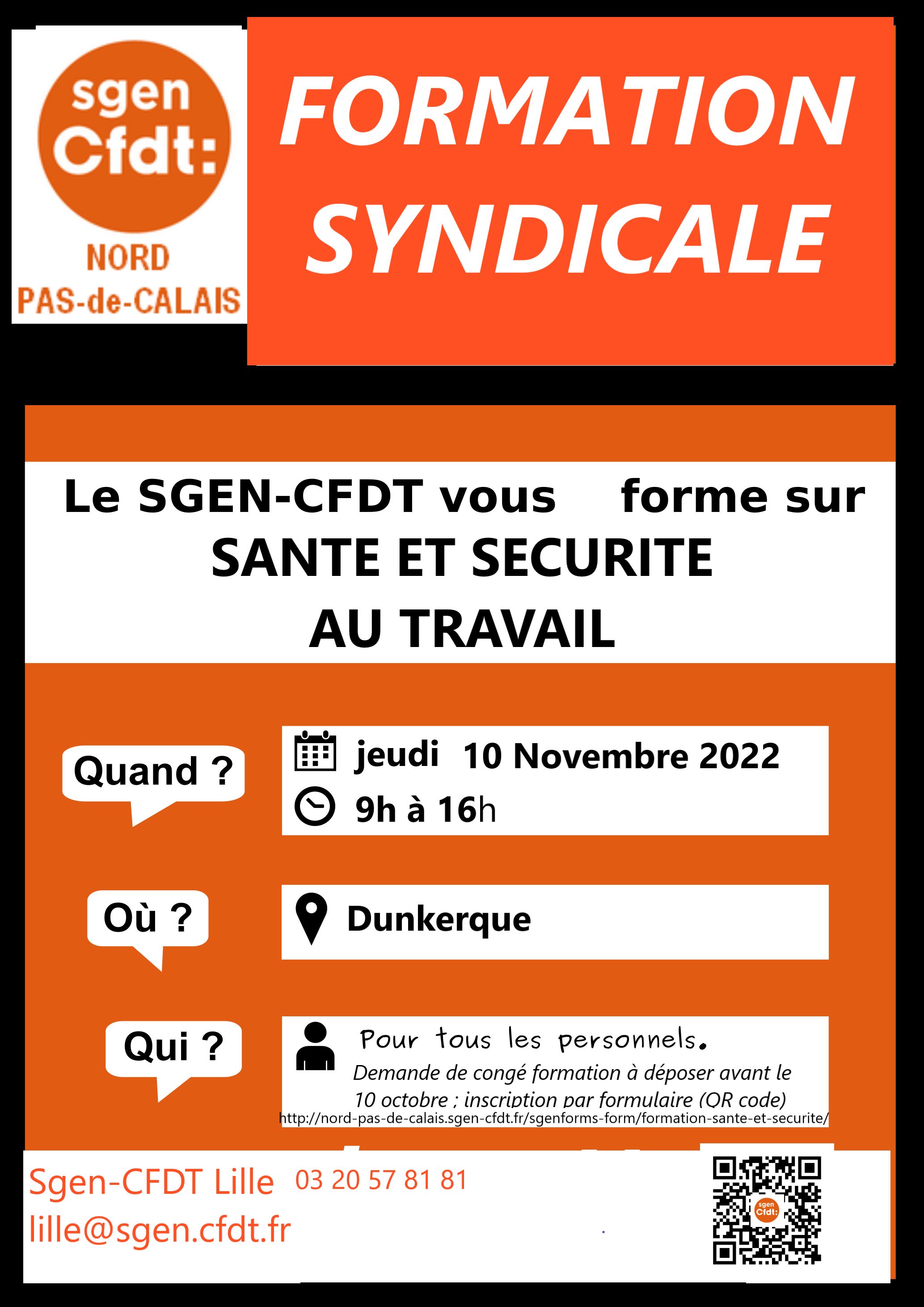 formation Modèle santé et sécurité au travail - SGEN-CFDT Nord-Pas-de-Calais