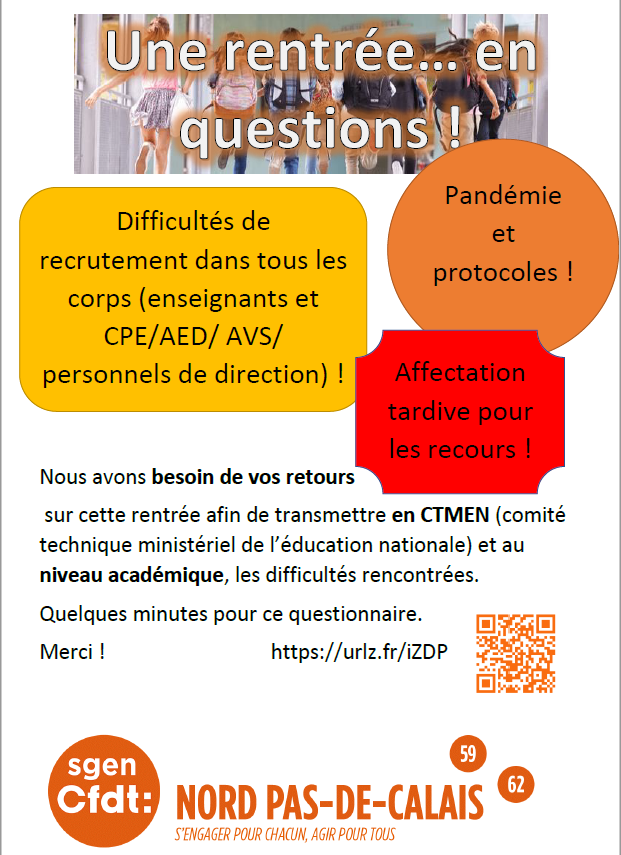 affichette rentrée 2022 - SGEN-CFDT Nord-Pas-de-Calais