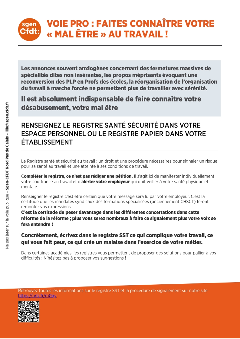 tract voie pro - SGEN-CFDT Nord-Pas-de-Calais