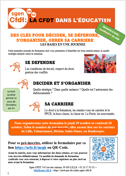 affiche des clés - SGEN-CFDT Éducation Formation Recherche Publiques Nord-Pas-de-Calais