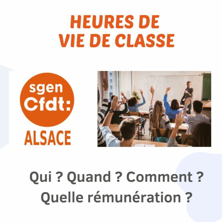 heures de vie de classe - SGEN-CFDT Alsace