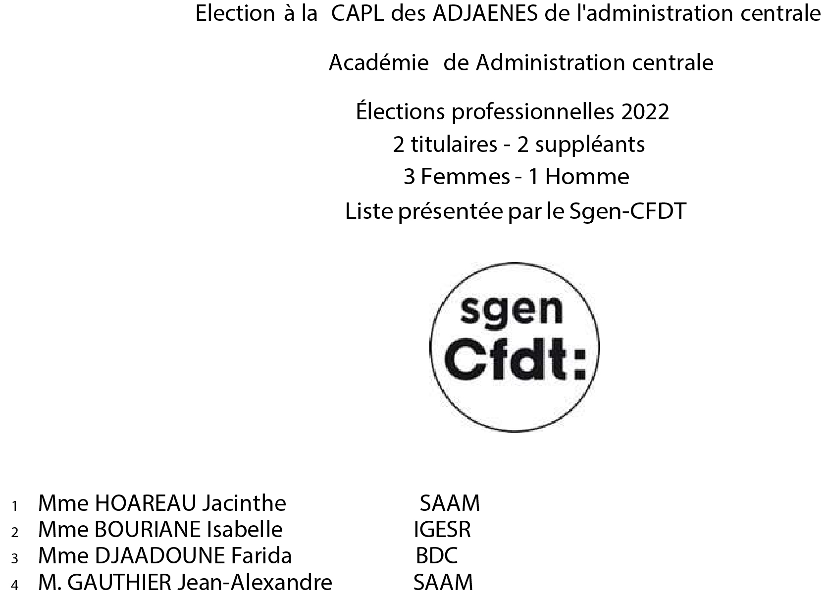 Sgen-Cfdt_liste Adjaenes_election2022 - SGEN-CFDT Administration Centrale