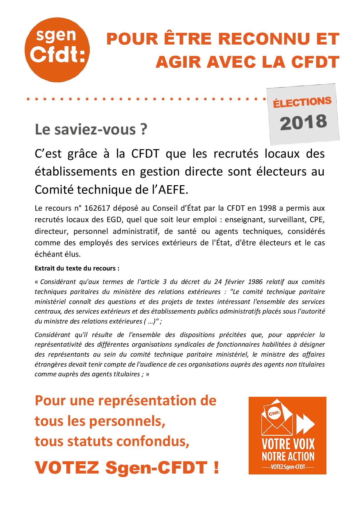 Tract vote des RL des EGD au CT - SGEN-CFDT Éducation monde