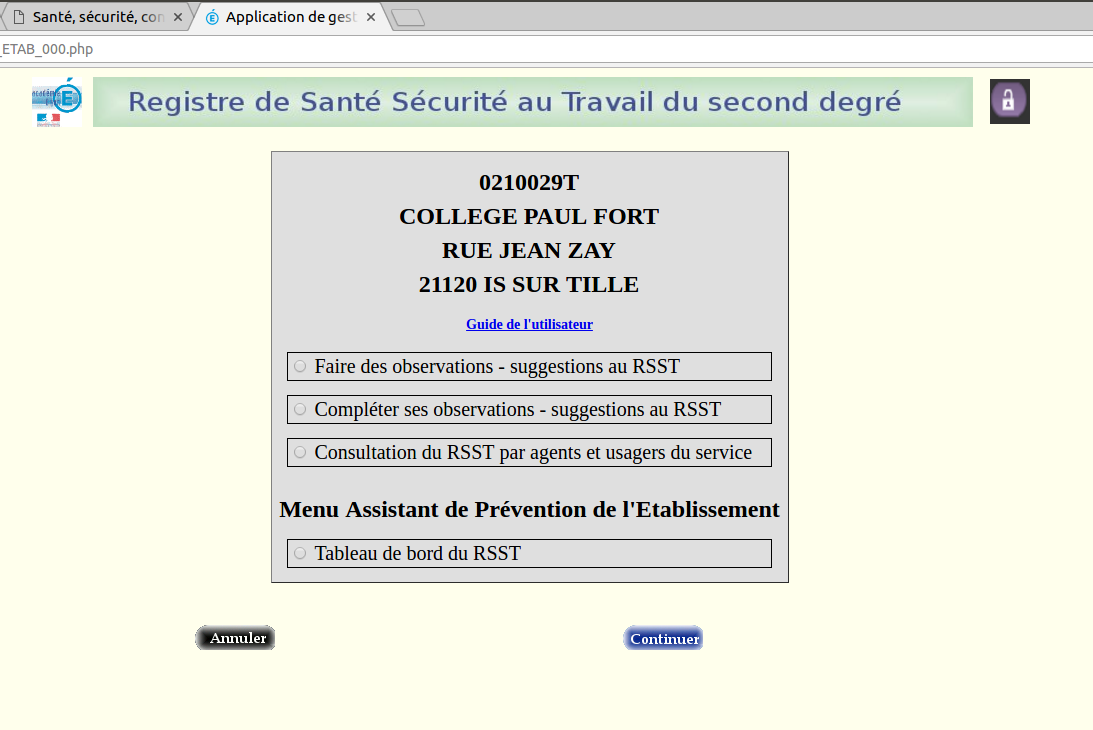Le registre santé et sécurité au travail (RSST) - SGEN-CFDT Éducation Formation Recherche ...